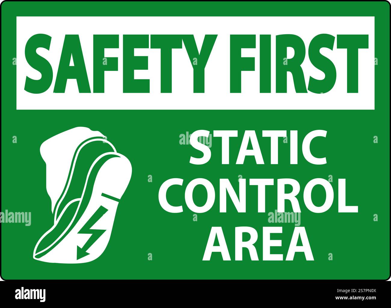 Safety First Sign Static Control Area Stock Vector Image & Art - Alamy