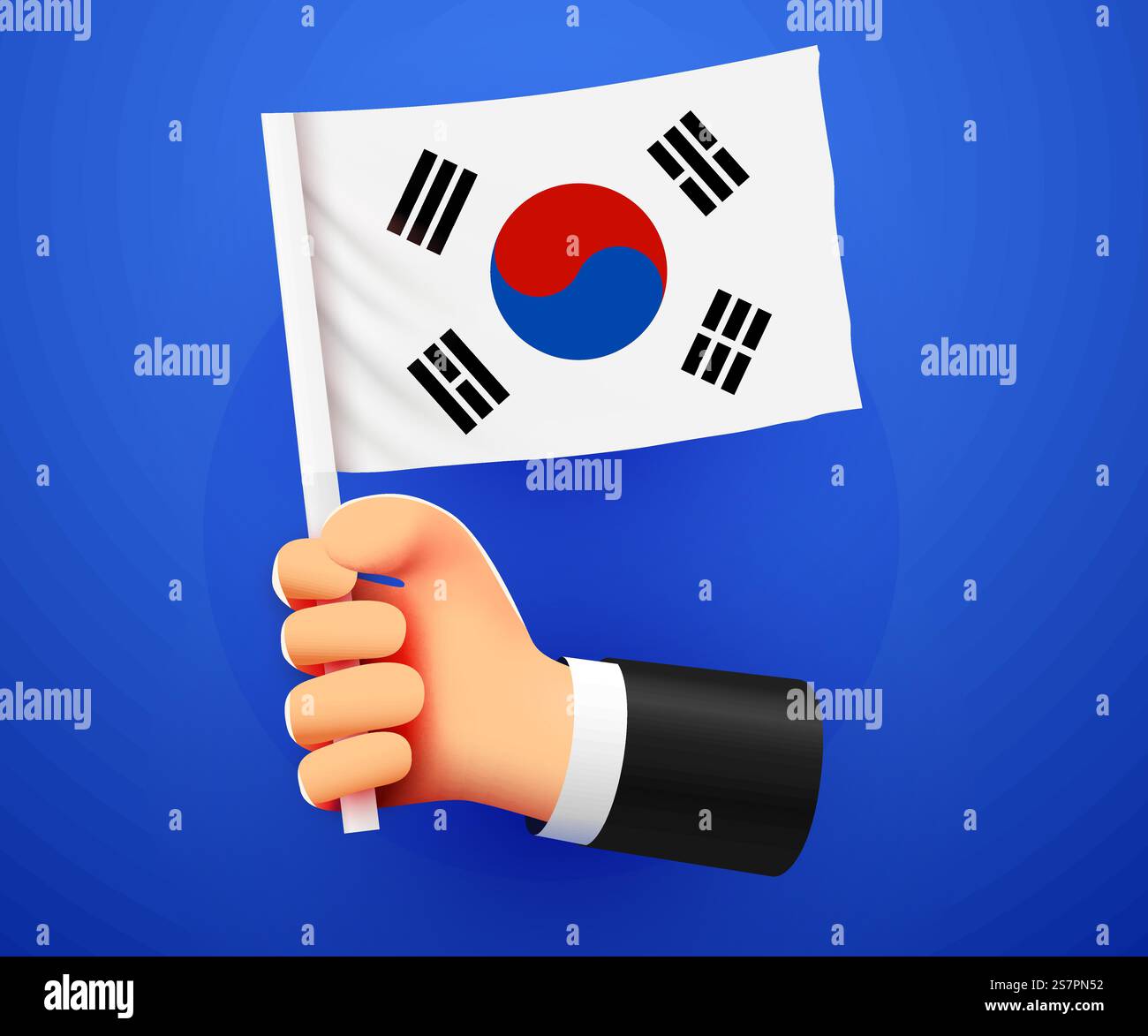 3d hand holding Republic of Korea National flag. Vector illustration ...