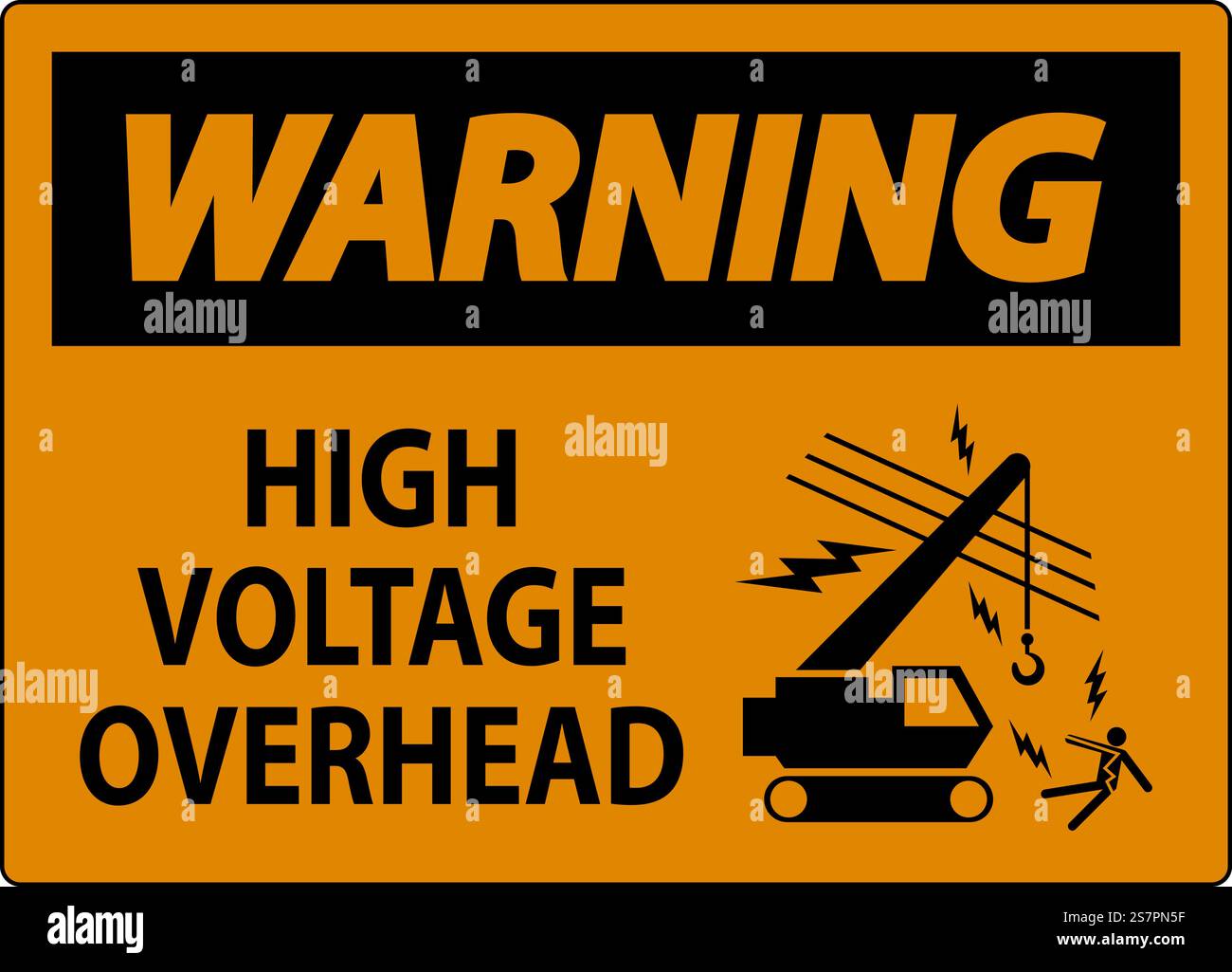 Warning Sign High Voltage Overhead Stock Vector Image & Art - Alamy