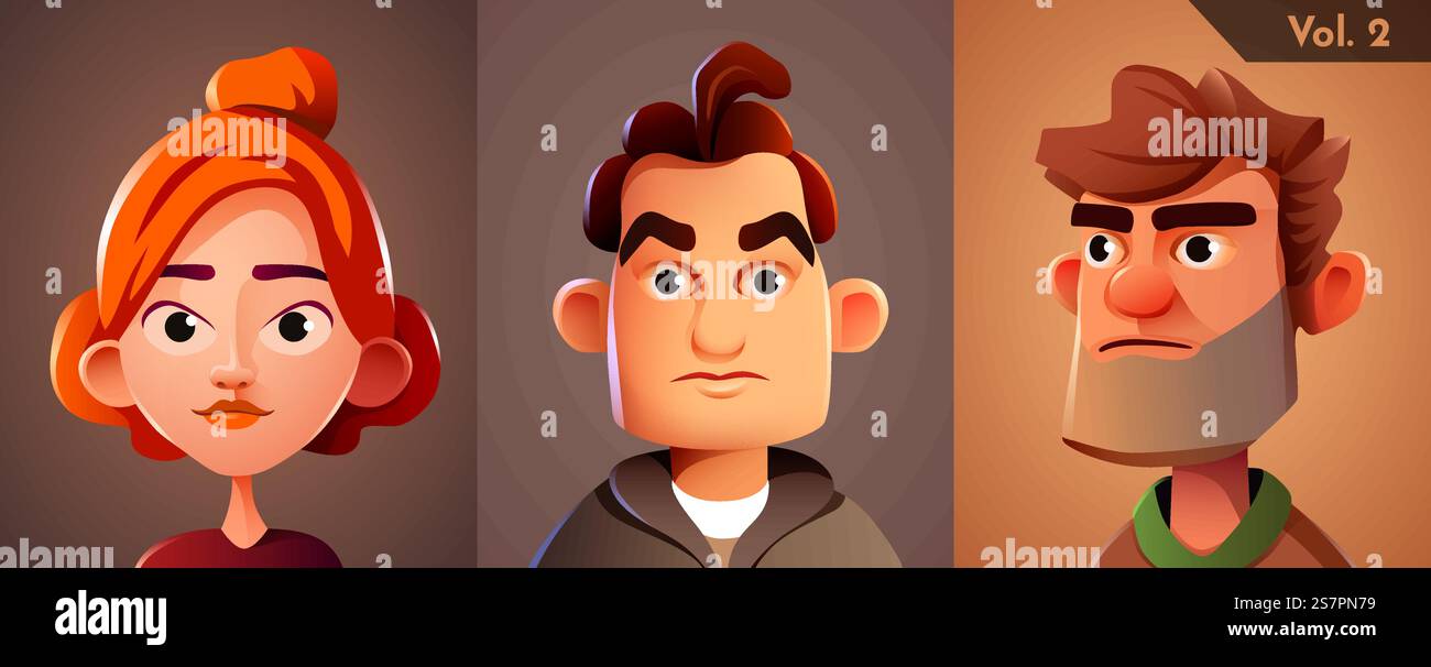3d cartoon avatar set. Human face collection. Vector illustration. 3d ...