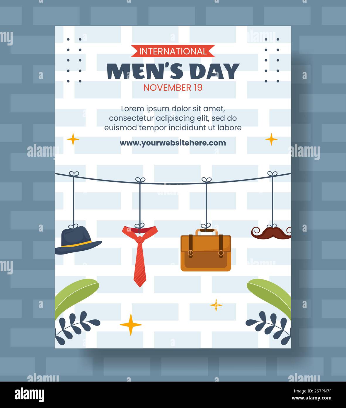Men’s Day Vertical Poster Flat Cartoon Hand Drawn Templates Background ...