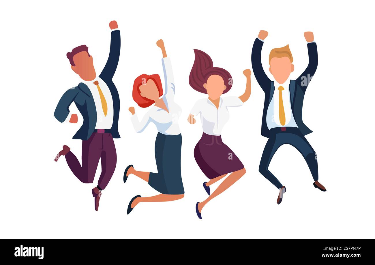 People joy at work, people rejoice in victory, working team of people ...