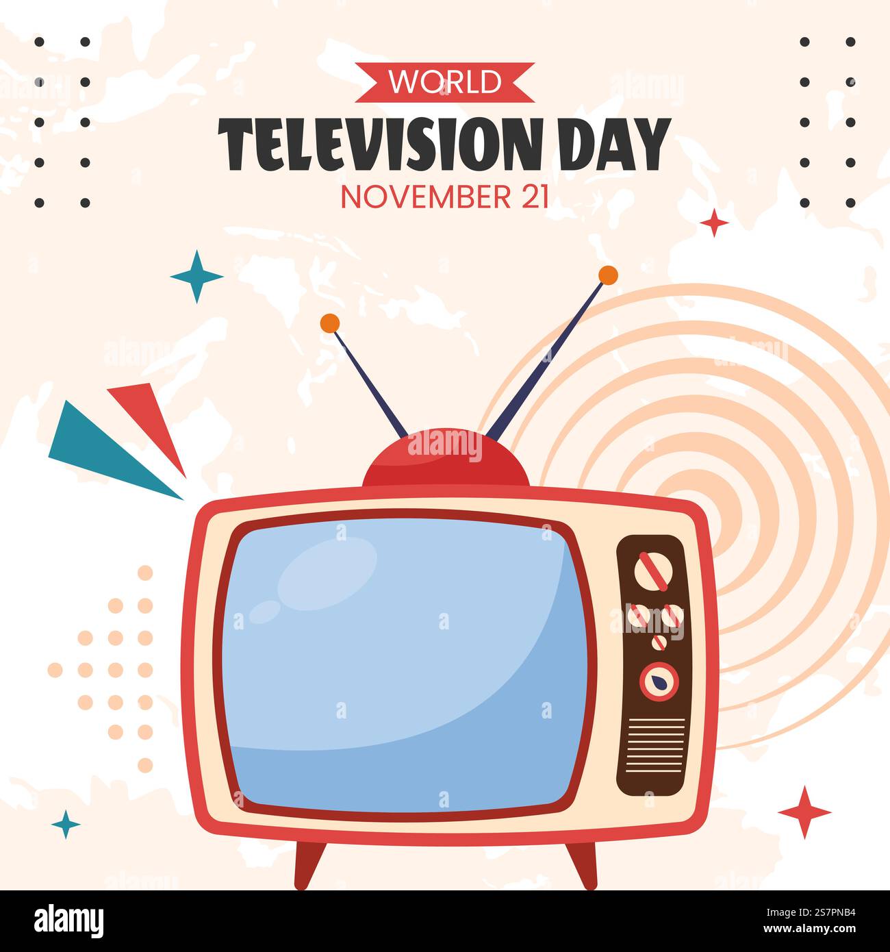 Television Day Social Media Illustration Flat Cartoon Hand Drawn ...