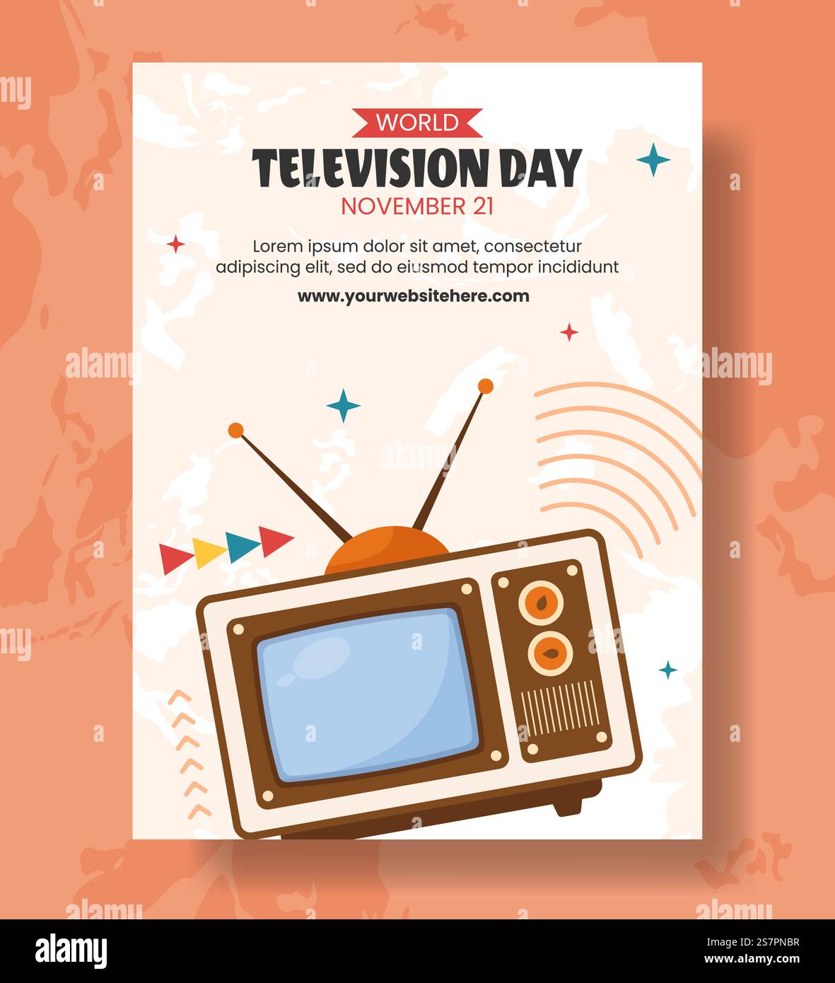 Television Day Vertical Poster Flat Cartoon Hand Drawn Templates ...
