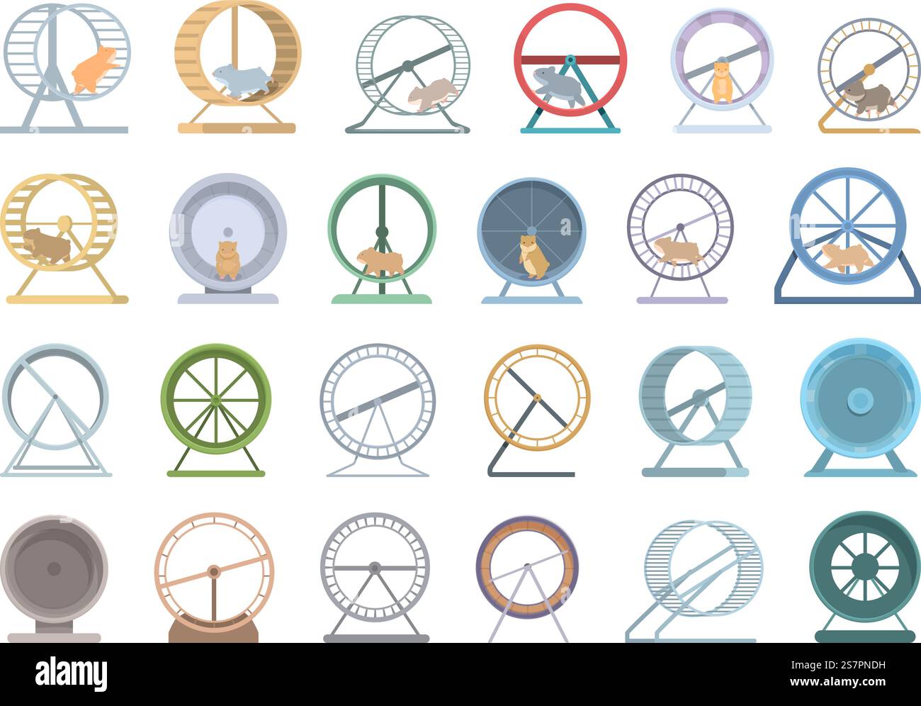 Hamster Wheel icons set cartoon vector. Animal cage. Wheel run. Hamster ...