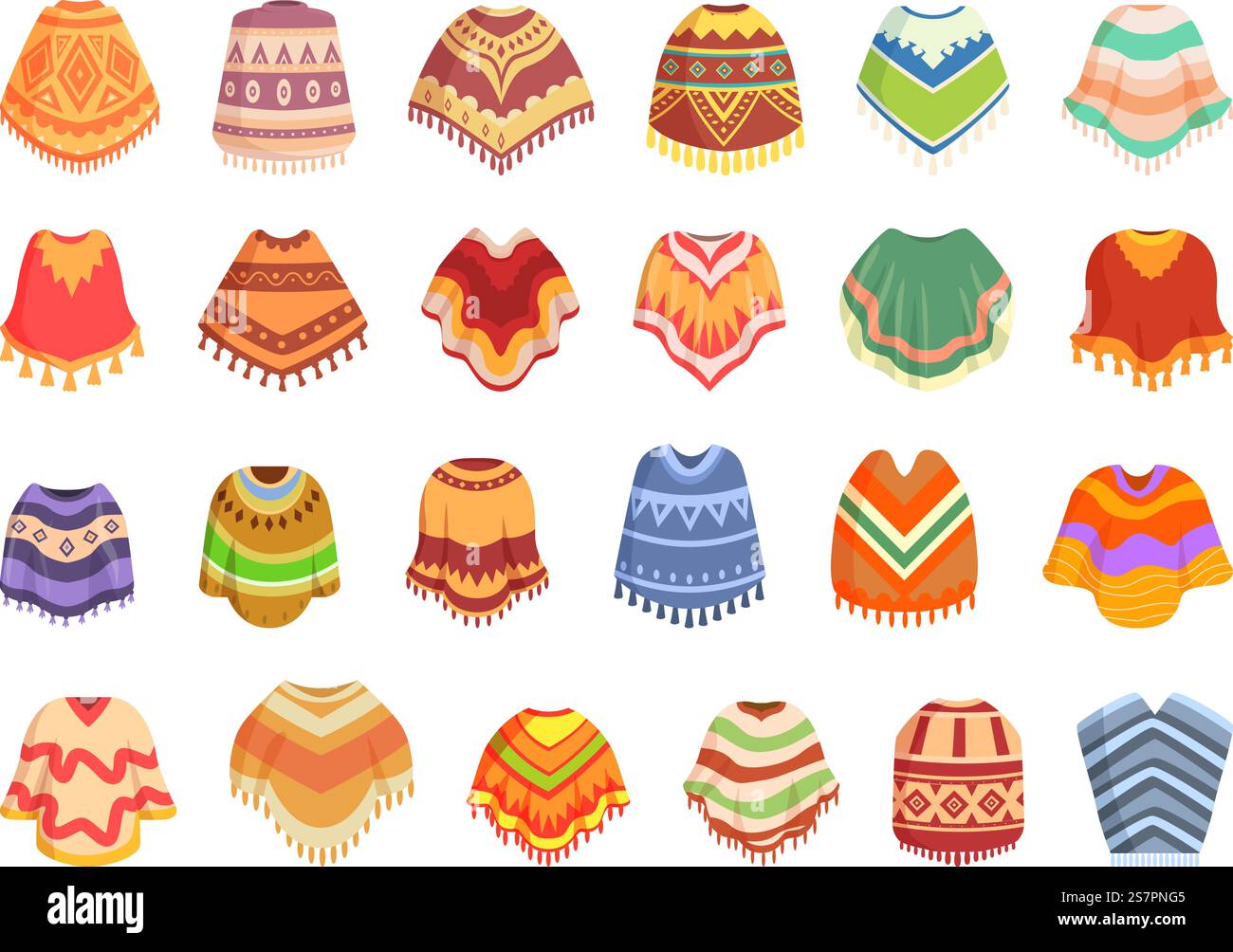 Poncho icons set cartoon vector. Fashion wear. Party garment. Poncho ...