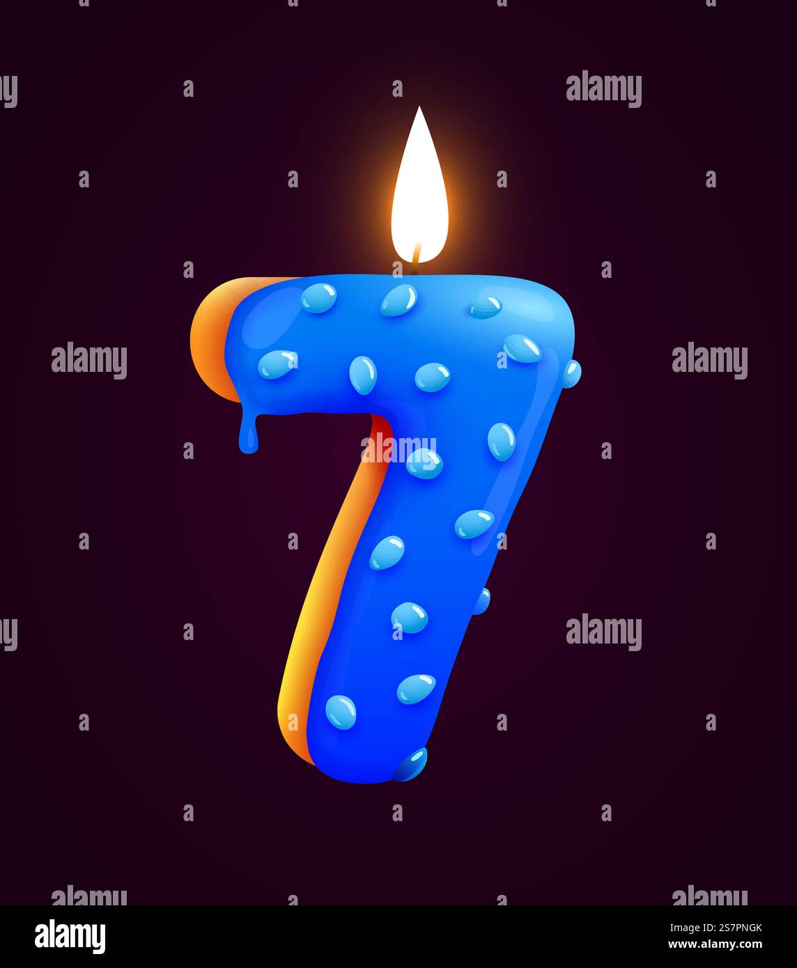 Birthday cake font number 7 with candle. Seven year anniversary. Tasty ...