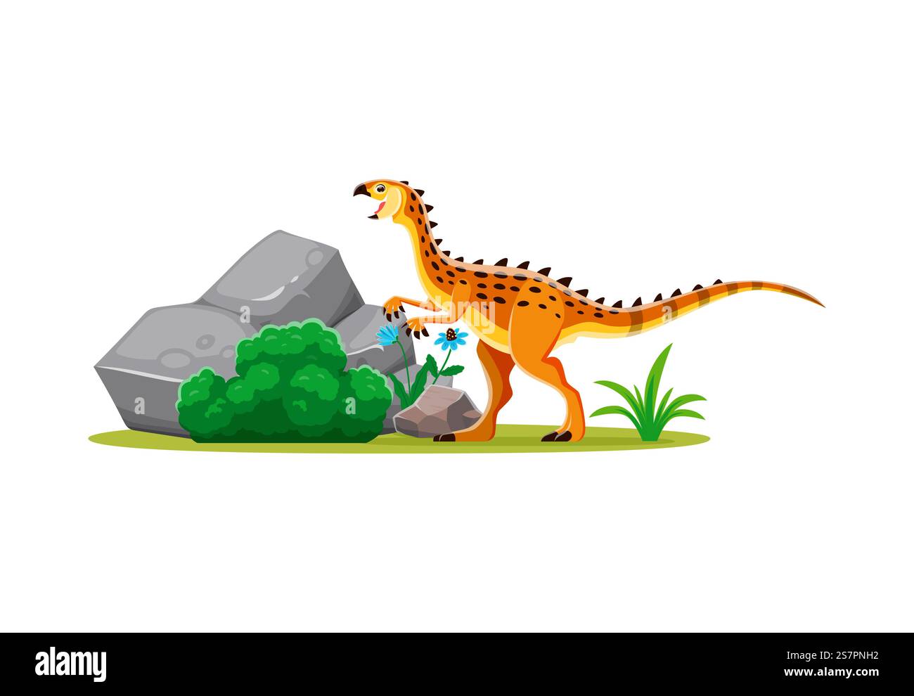 Jurassic Scutellosaurus dinosaur funny character. Extinct reptile ...