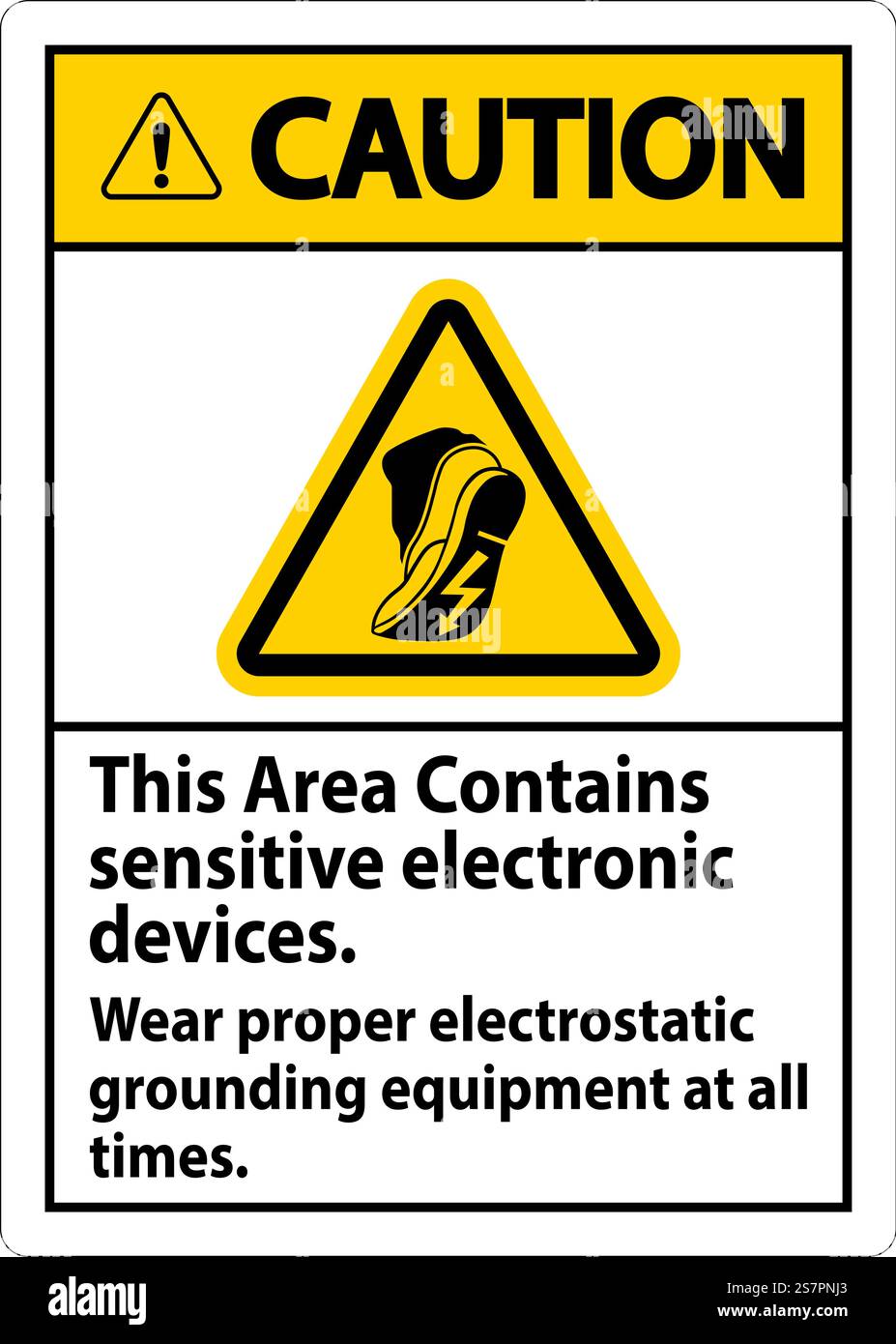 Caution Sign This Area Contains Sensitive Electronic Devices, Wear ...
