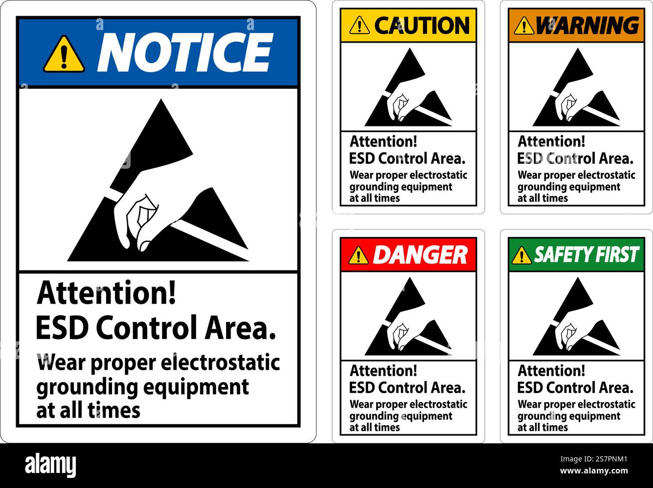 Notice Sign Attention ESD Control Area Wear Proper Electrostatic ...