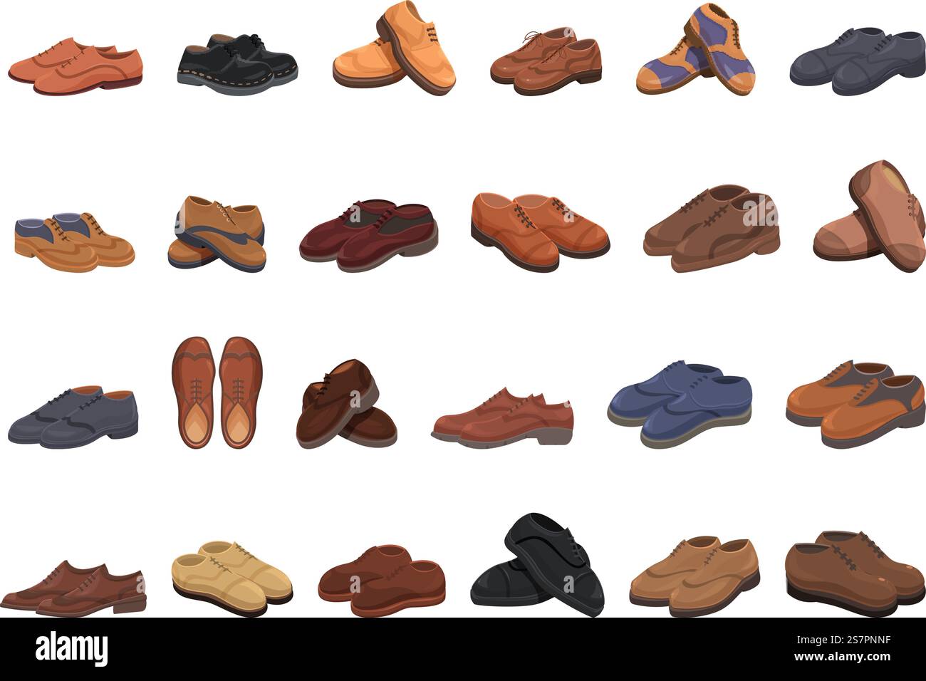 Oxford shoes icons set cartoon vector. Formal men. People fashion ...