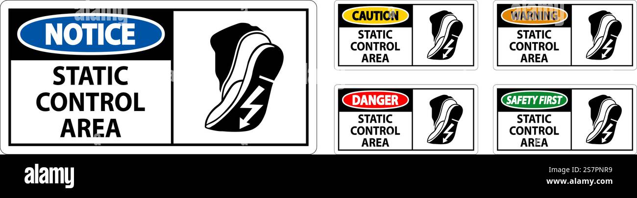 Caution Sign Static Control Area Stock Vector Image & Art - Alamy