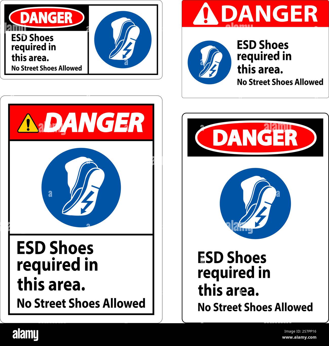 Danger Sign ESD Shoes Required In This Area. No Street Shoes Allowed ...
