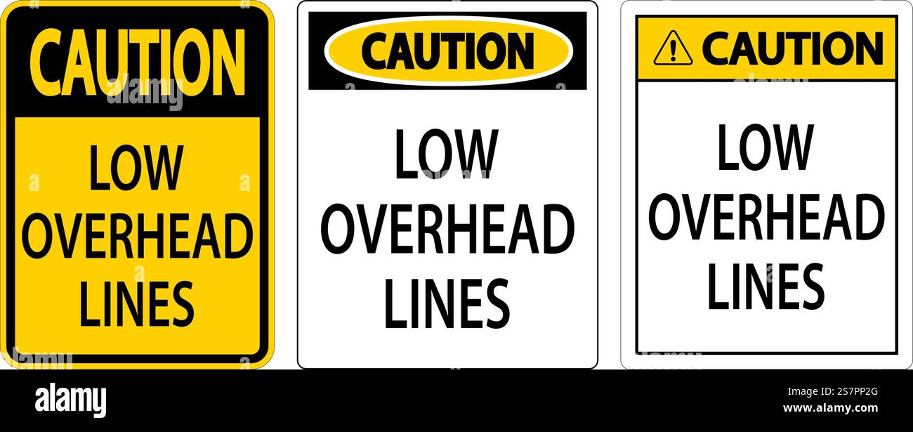Caution Sign Low Overhead Lines Stock Vector Image & Art - Alamy