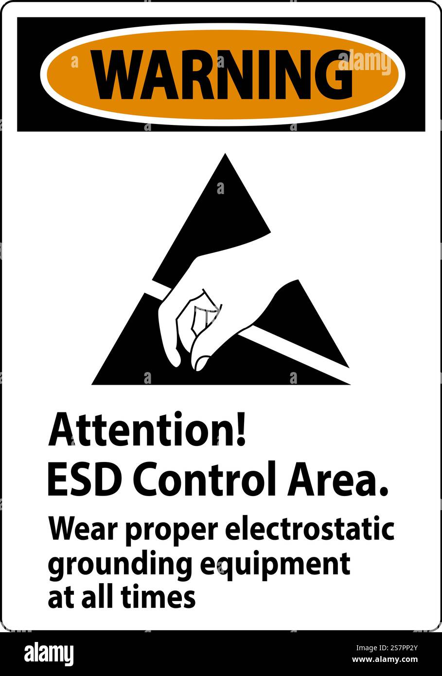 Warning Sign Attention ESD Control Area Wear Proper Electrostatic Grounding Equipment At All ...