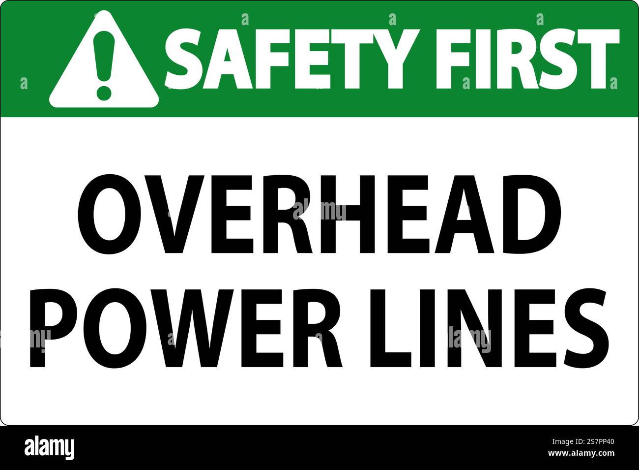 Safety First Sign Overhead Power Lines Stock Vector Image & Art - Alamy