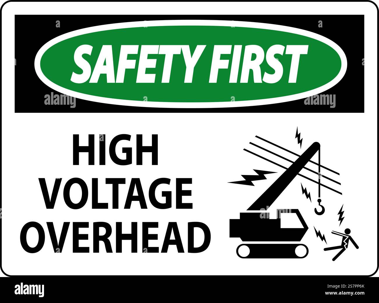 Safety First Sign High Voltage Overhead Stock Vector Image & Art - Alamy