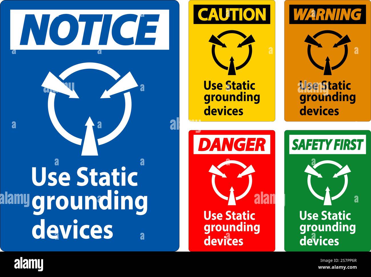 Warning Sign Use Static Grounding Devices Stock Vector Image & Art - Alamy
