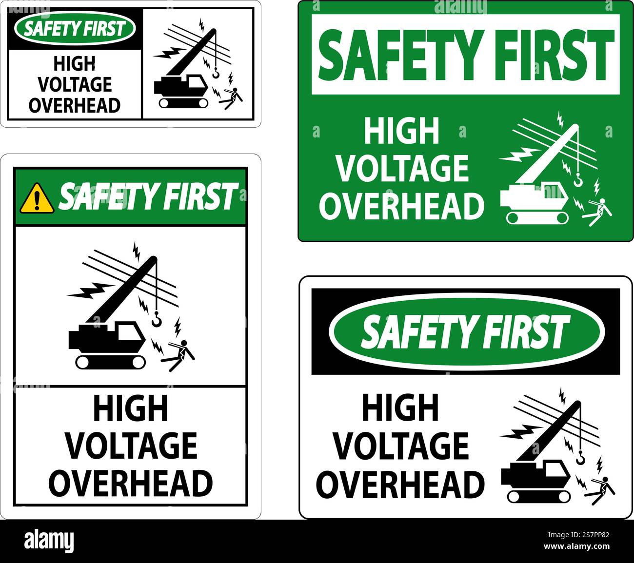 Safety First Sign High Voltage Overhead Stock Vector Image & Art - Alamy