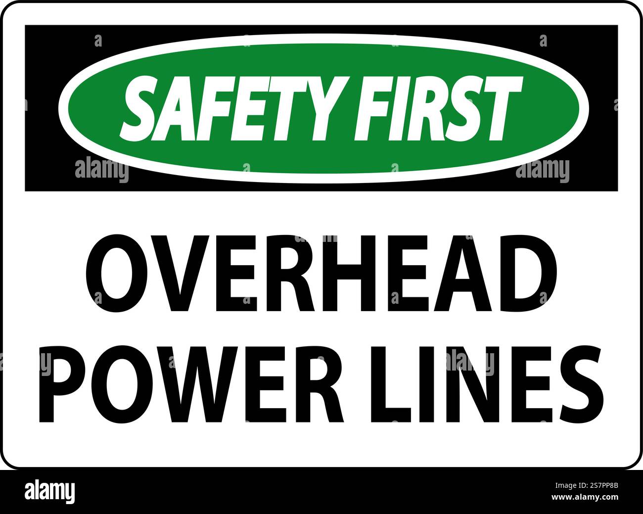 Safety First Sign Overhead Power Lines Stock Vector Image & Art - Alamy