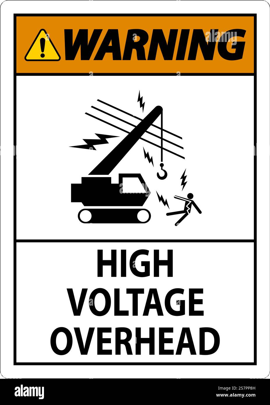 Warning Sign High Voltage Overhead Stock Vector Image & Art - Alamy