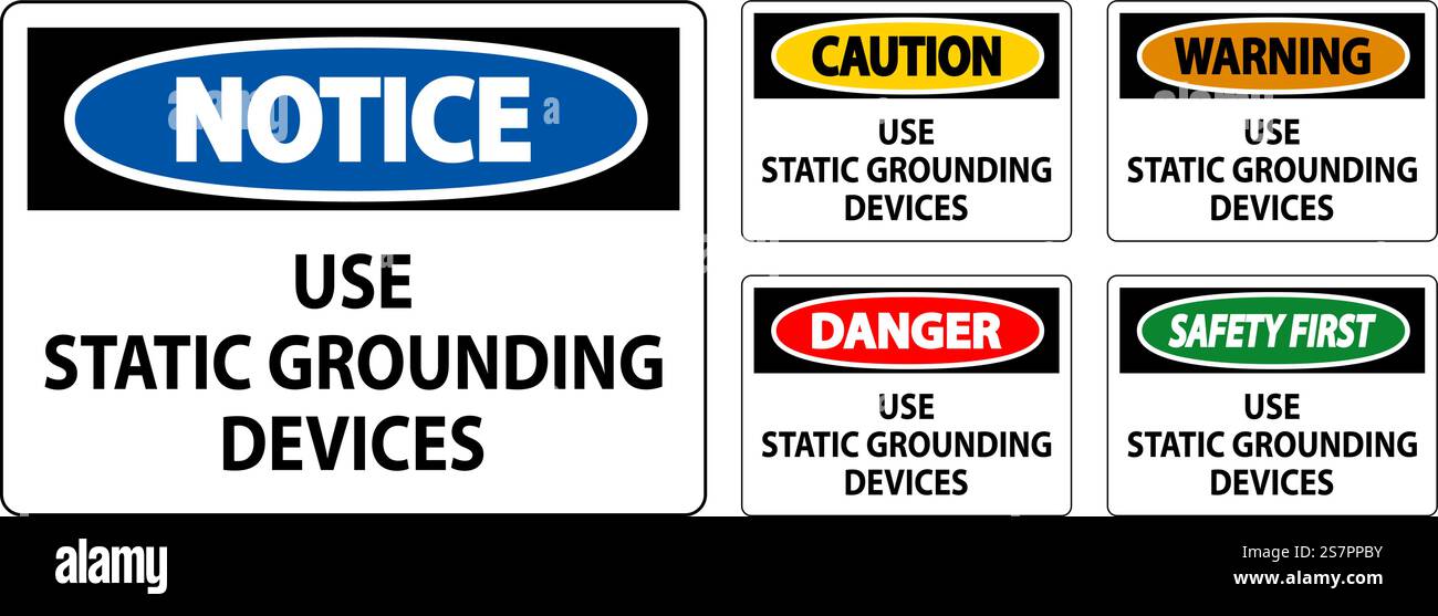 Warning Sign Use Static Grounding Devices Stock Vector Image & Art - Alamy
