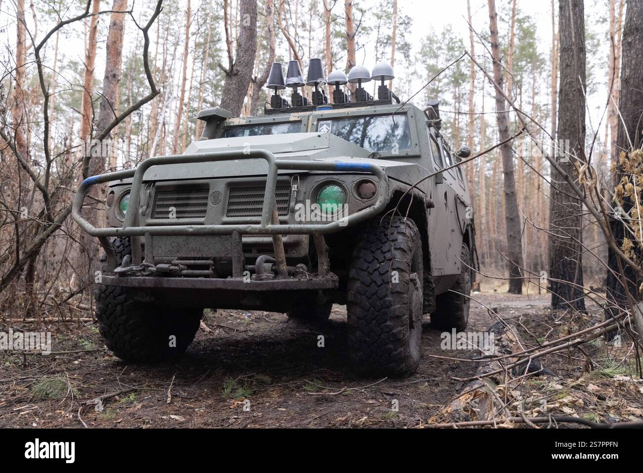 A trophy Russian military armored off-road vehicle in operation with ...