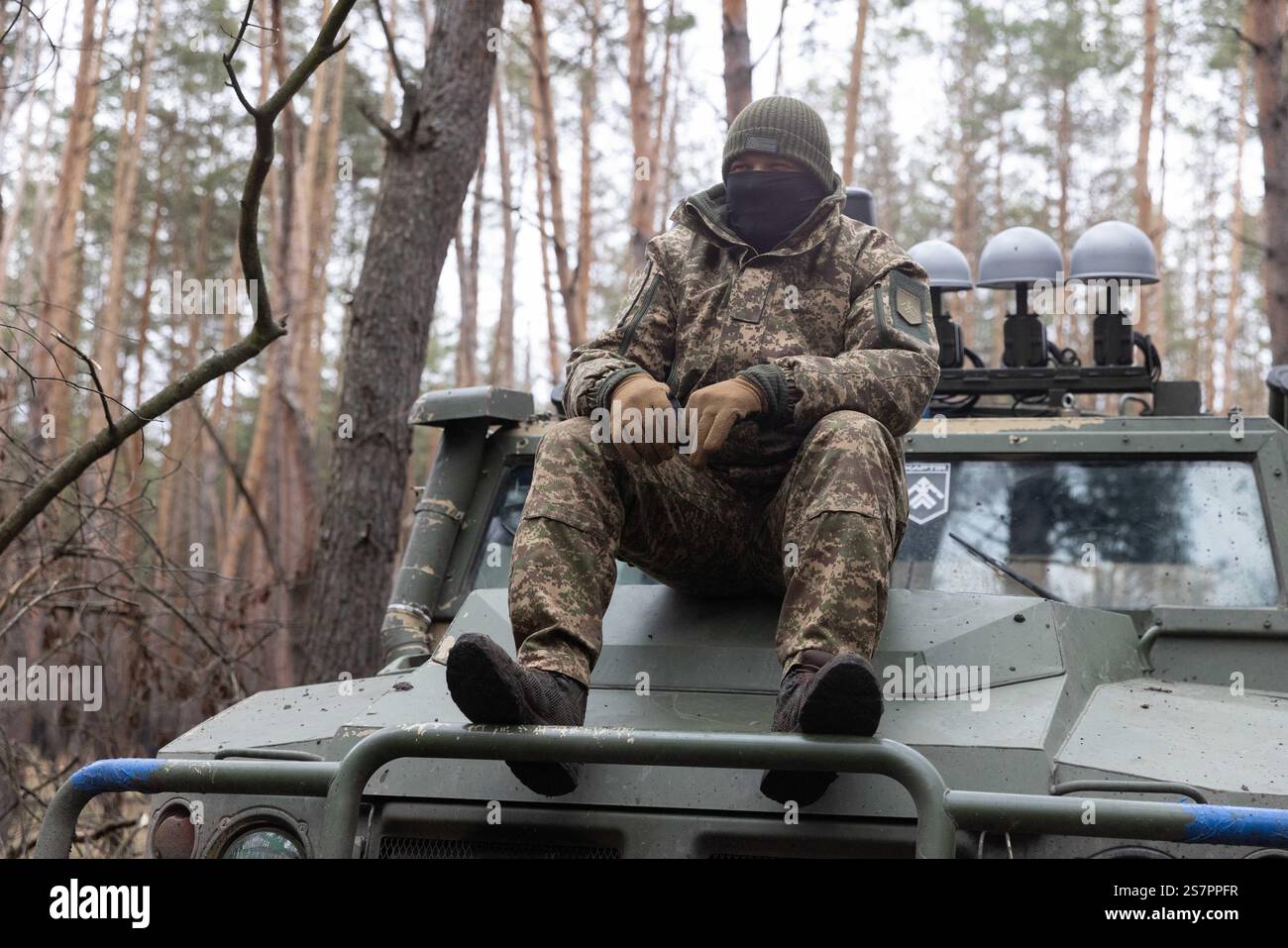 A trophy Russian military armored off-road vehicle in operation with ...