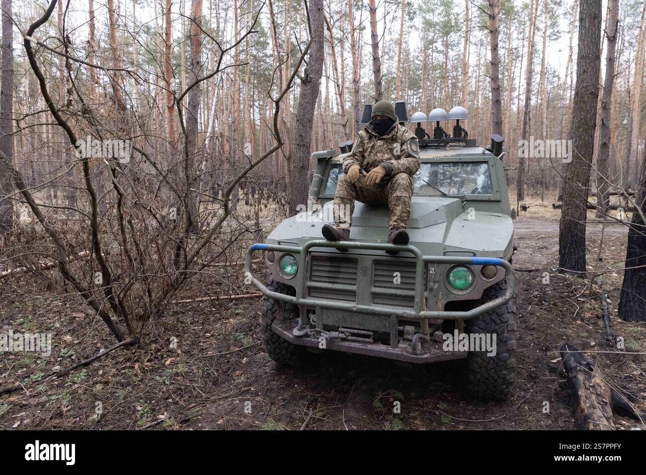 A trophy Russian military armored off-road vehicle in operation with ...