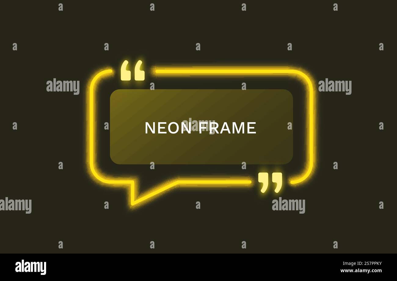 Neon chat frame, bubble led talk. Vector illustration. Neon chat frame ...