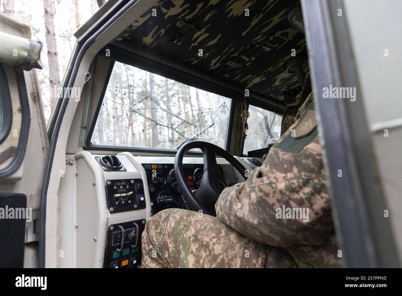 A trophy Russian military armored off-road vehicle in operation with ...