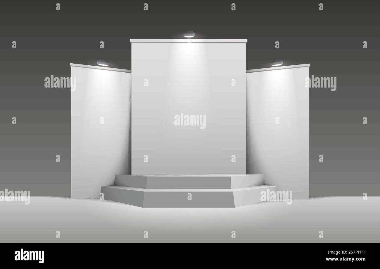 Scene presentations board, table white display. Vector illustration ...