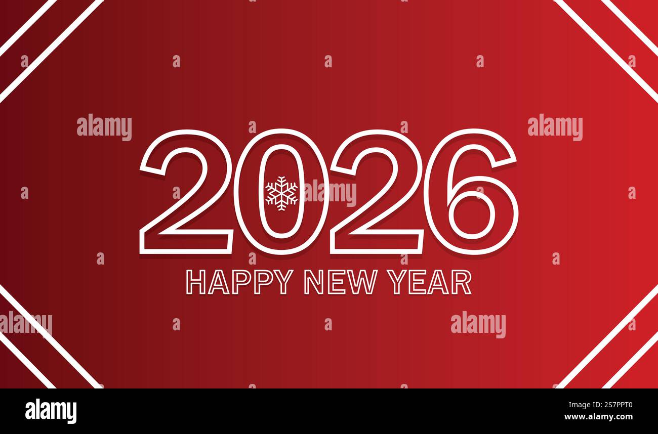 Happy New Year 2026 greeting card, banner, poster. Red background ...