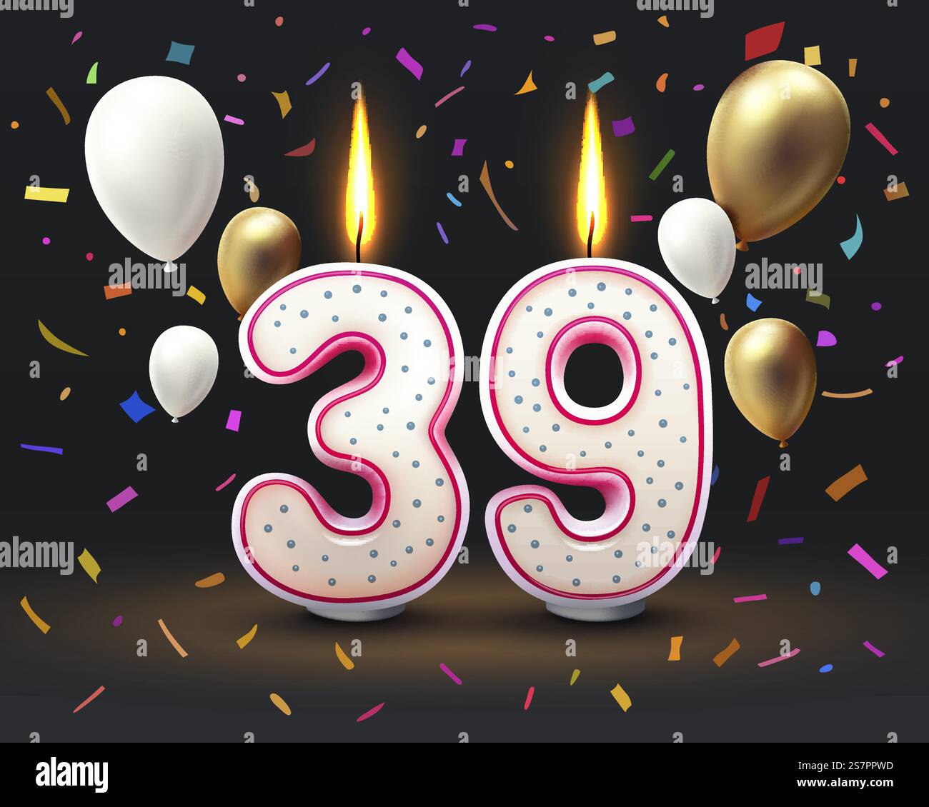 Happy Birthday years. 39 anniversary of the birthday, Candle in the ...
