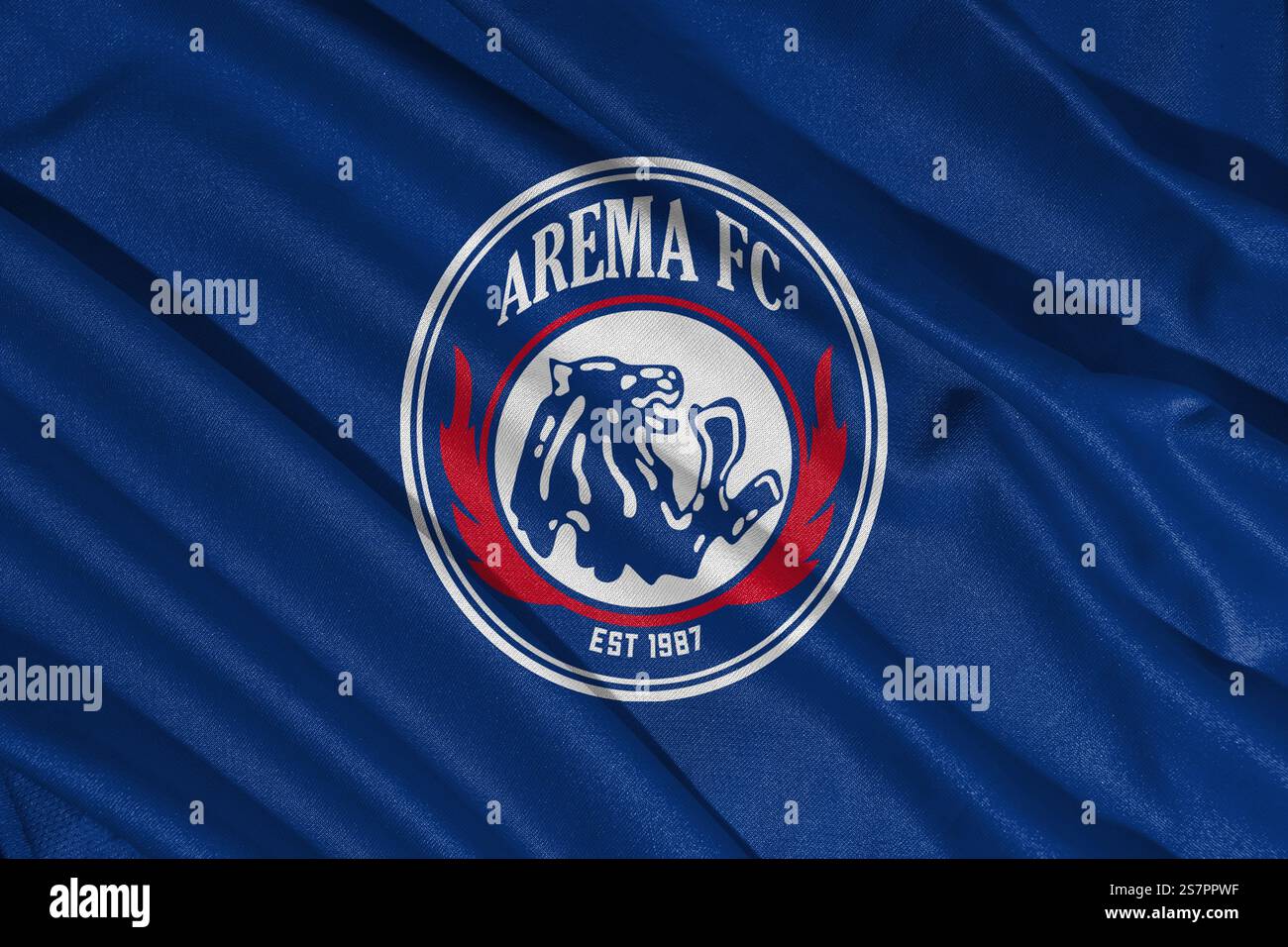 pringsewu, lampung; January 20, 2025; Indonesian League 1 football club flag logo Arema Fc with ...