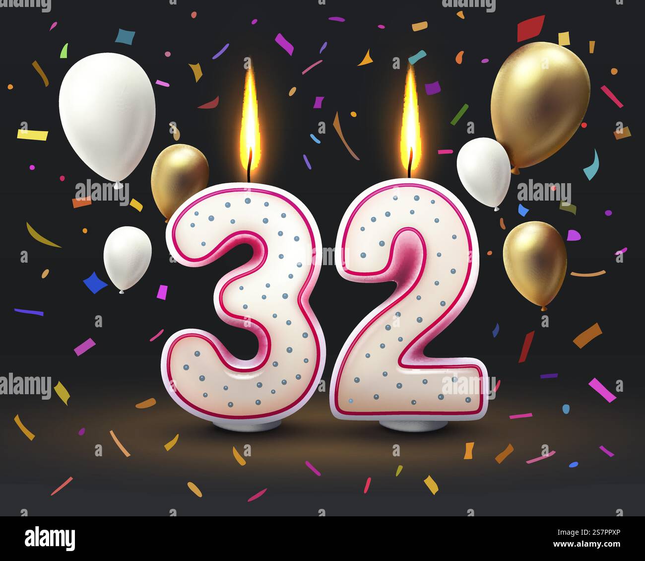 Happy Birthday years. 32 anniversary of the birthday, Candle in the ...