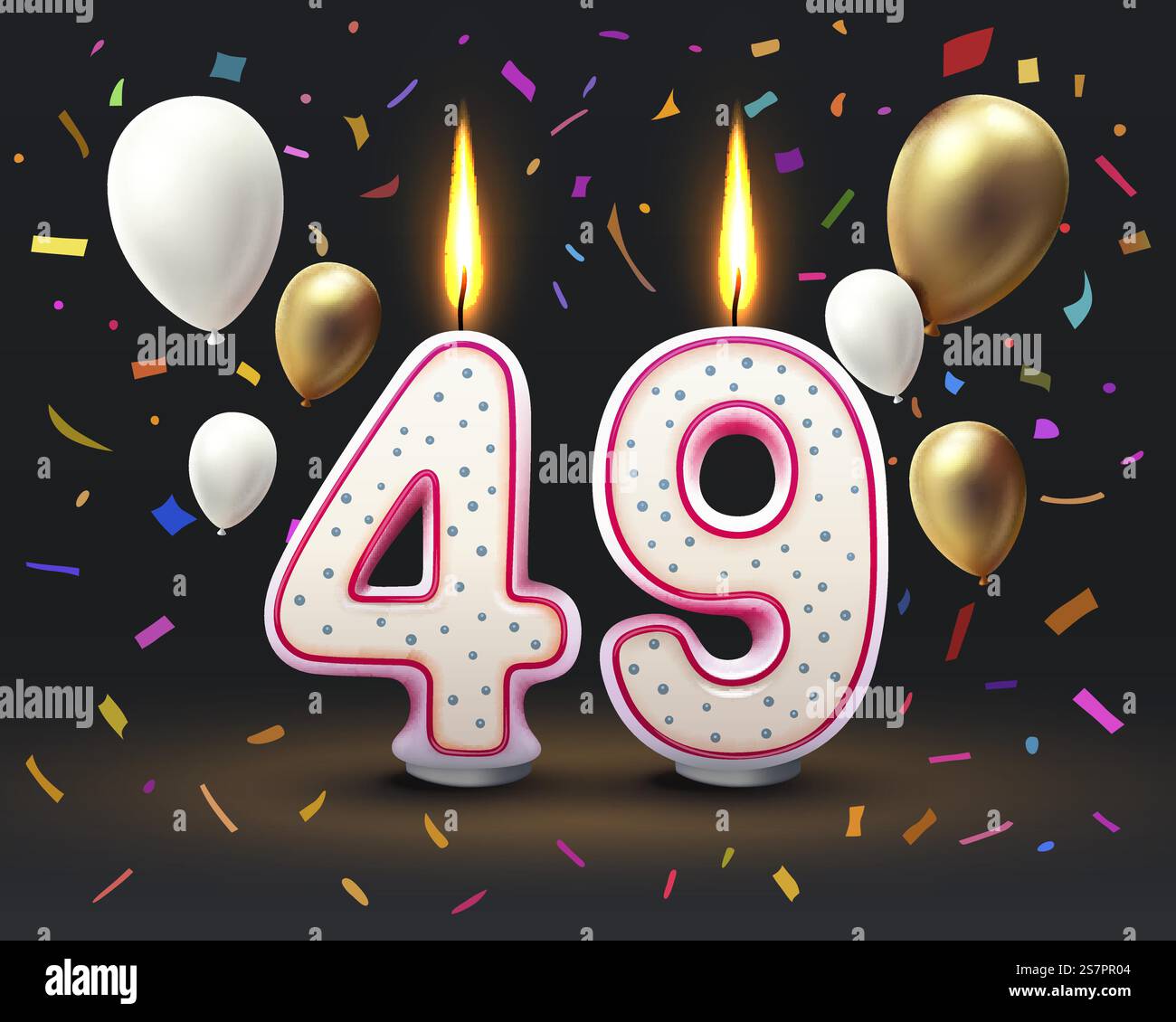 Happy Birthday years. 49 anniversary of the birthday, Candle in the ...