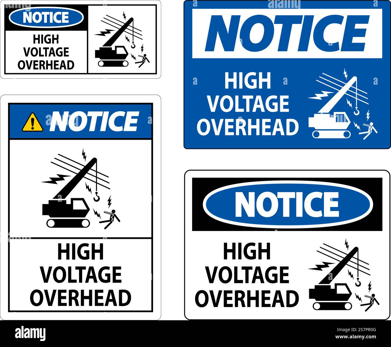 Notice Sign High Voltage Overhead Stock Vector Image & Art - Alamy