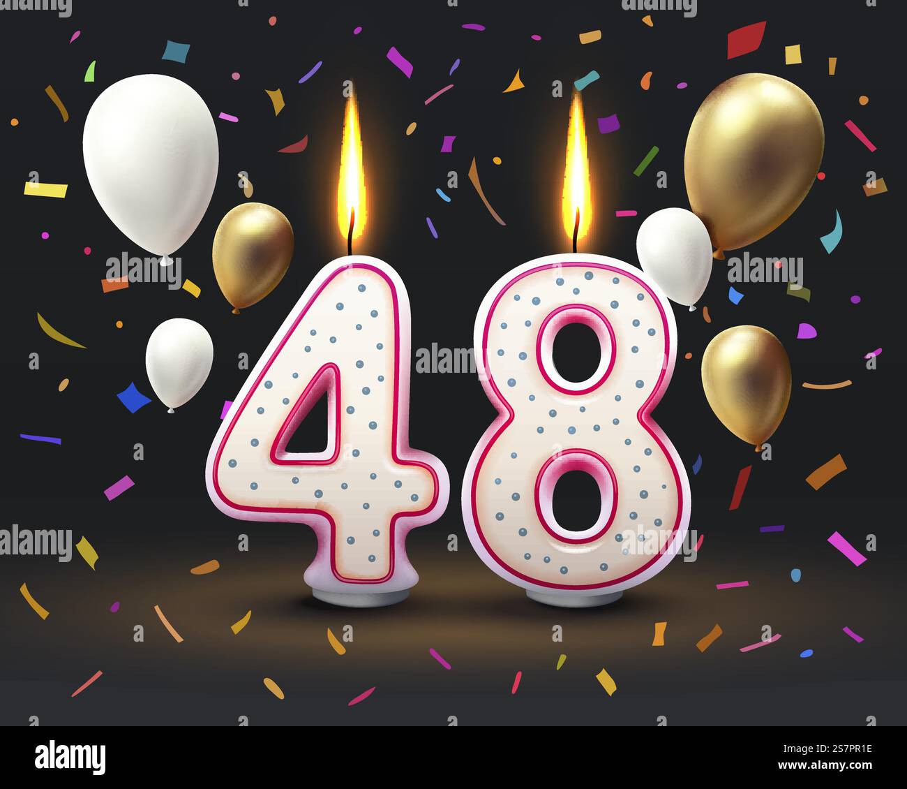 Happy Birthday years. 48 anniversary of the birthday, Candle in the ...