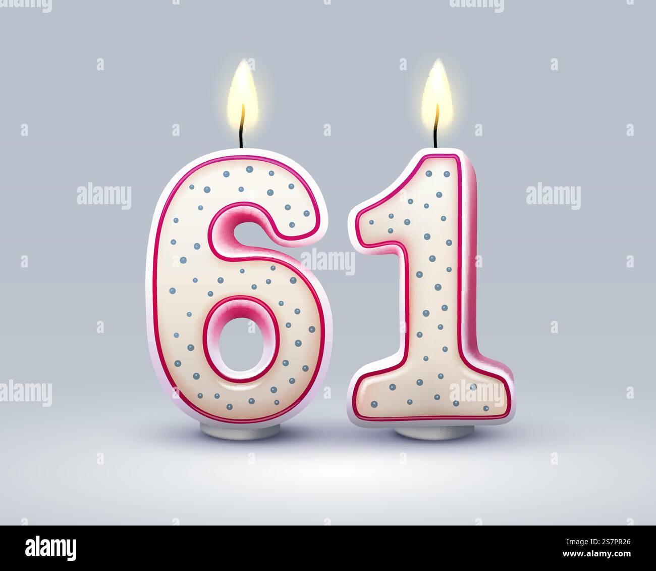Happy Birthday years. 61 anniversary of the birthday, Candle in the ...
