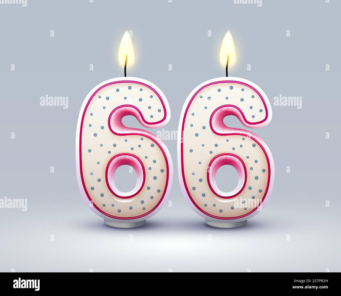 Happy Birthday years. 66 anniversary of the birthday, Candle in the form of numbers. Vector ...