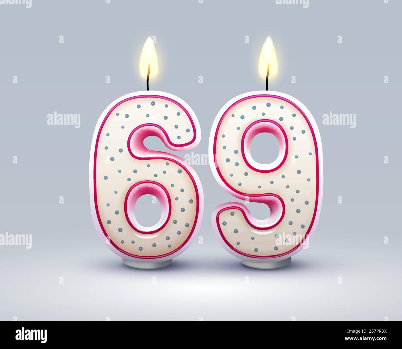 Happy Birthday years. 69 anniversary of the birthday, Candle in the ...