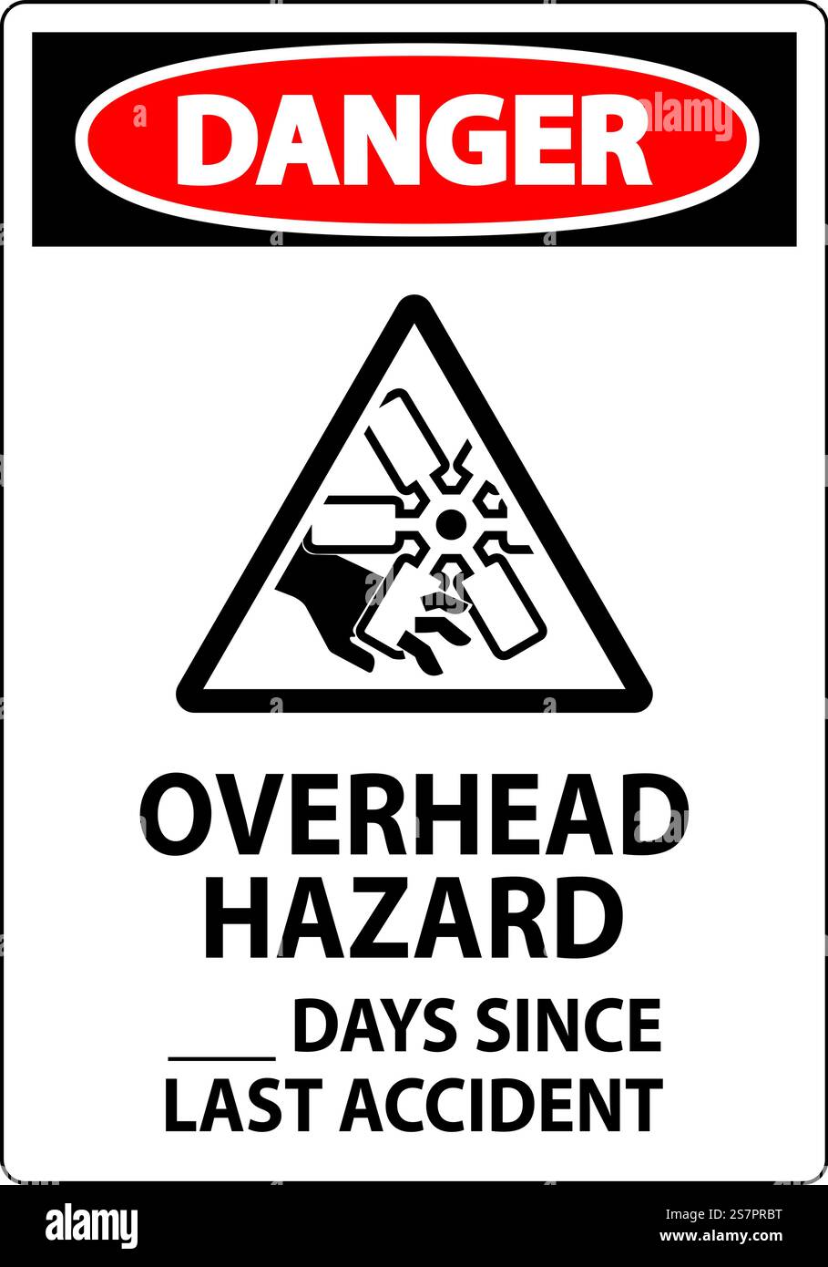 Danger Sign Overhead Hazard Days Since Last Accident Stock Vector Image ...