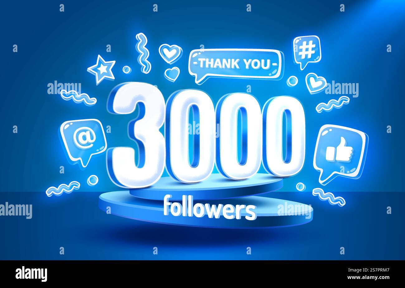 Thank you 3000 followers, peoples online social group, happy banner ...