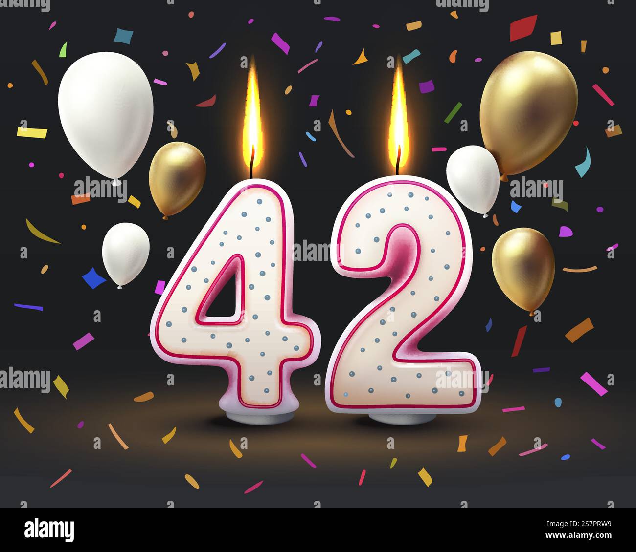 Happy Birthday years. 42 anniversary of the birthday, Candle in the ...
