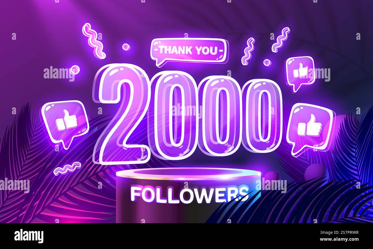 Thank you 2000 followers, peoples online social group, happy banner ...