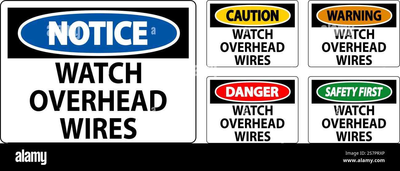 Caution Sign Watch Overhead Wires Stock Vector Image & Art - Alamy