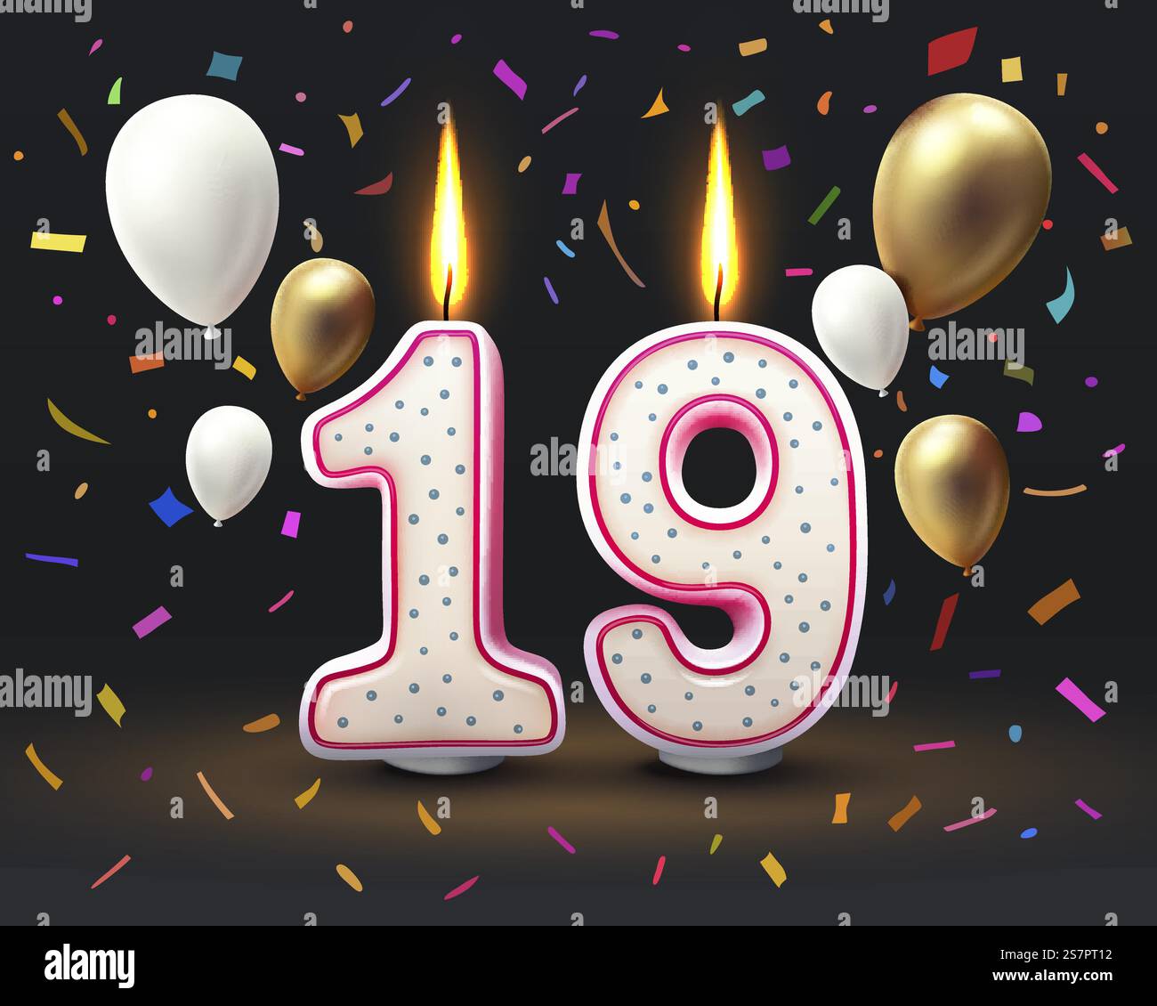 Happy Birthday years. 19 anniversary of the birthday, Candle in the ...