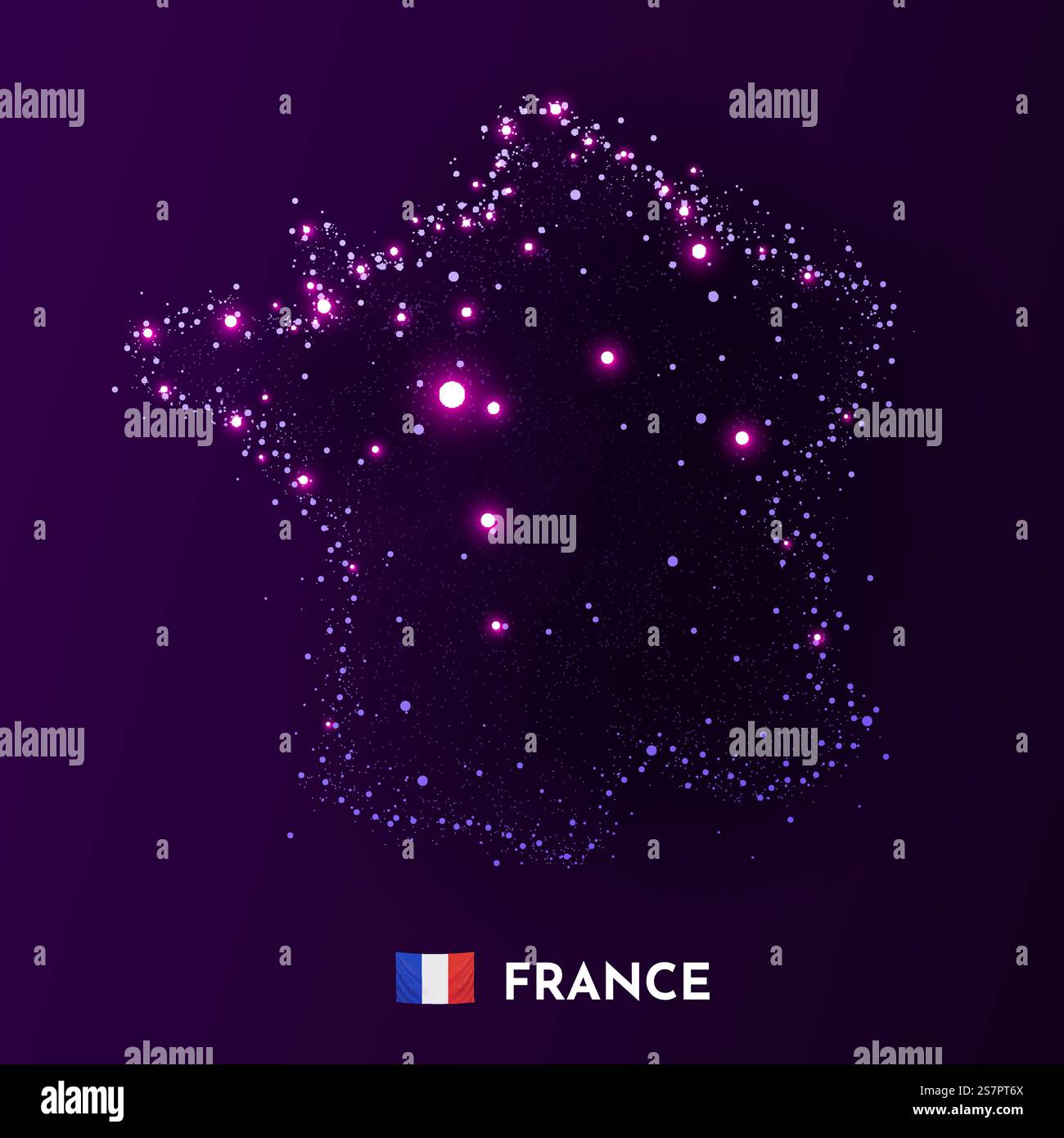 France map made of stars and dots. Globalization concept. Space view ...