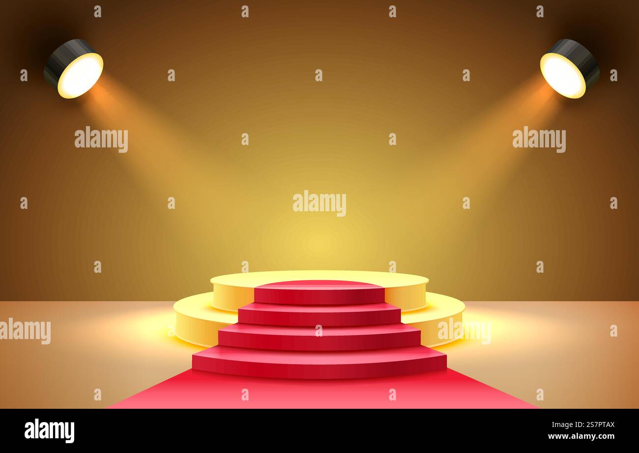 Red carpet podium room, show platform scene, studio presentation ...